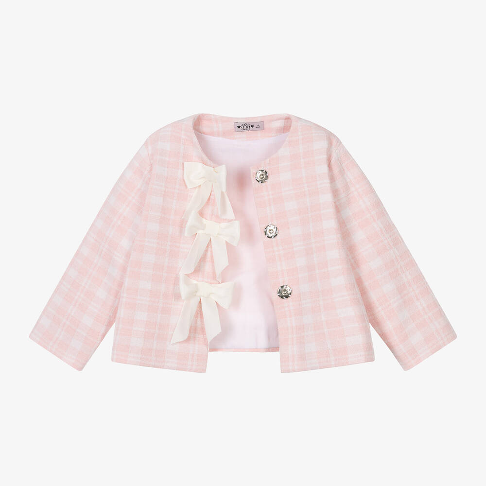 Phi Clothing - Girls Pink Check Jacket | Childrensalon Outlet