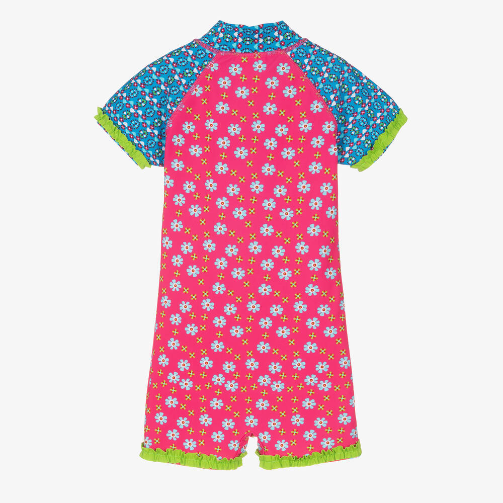 Playshoes - Girls Pink Floral Sun Suit (UPF50+) | Childrensalon Outlet
