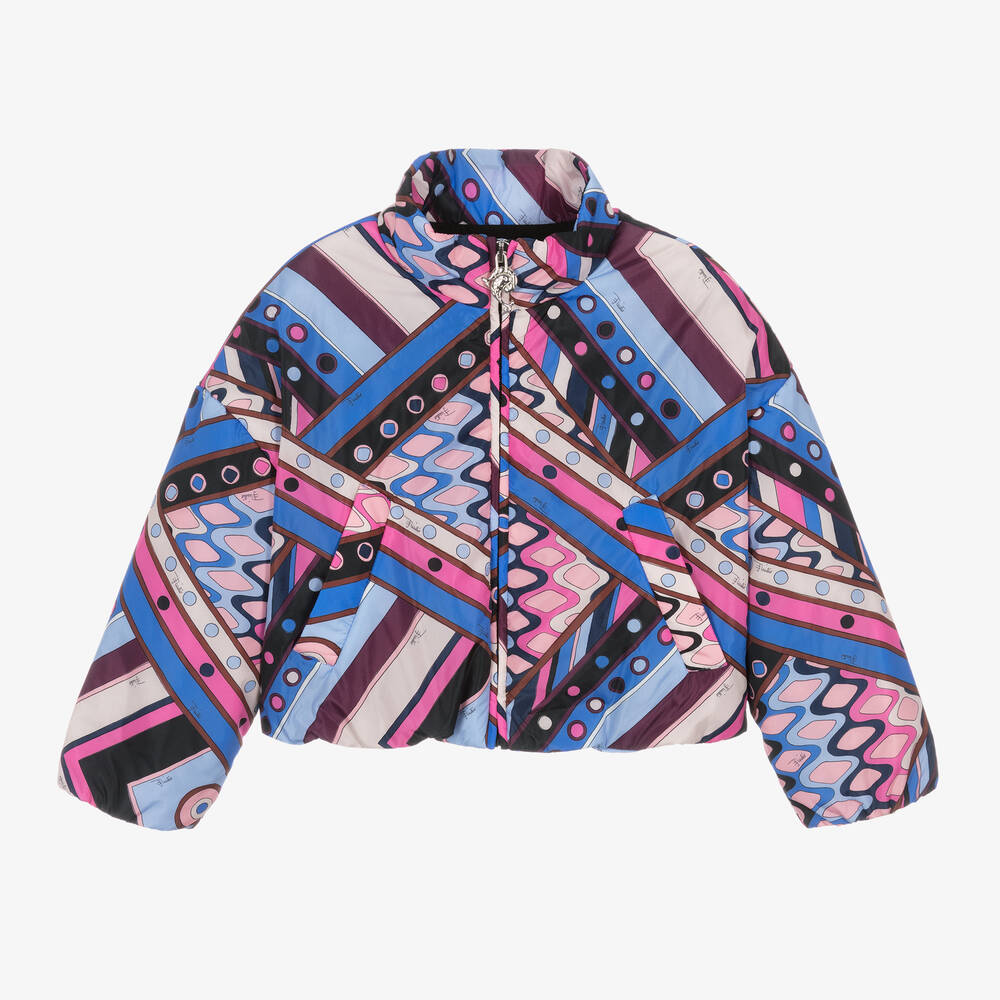 PUCCI - Girls Blue Vivara Puffer Jacket | Childrensalon Outlet