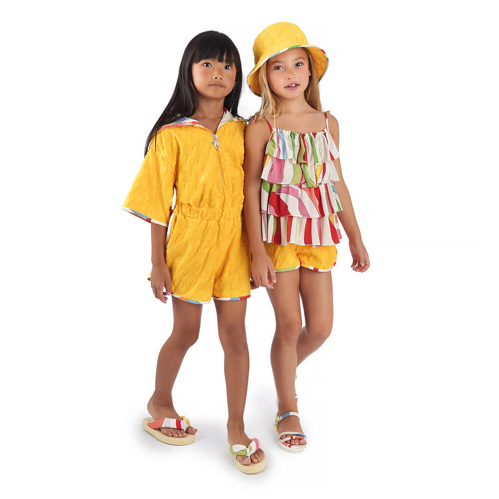 PUCCI - Girls Yellow Marmo Logo Jersey Shorts | Childrensalon Outlet