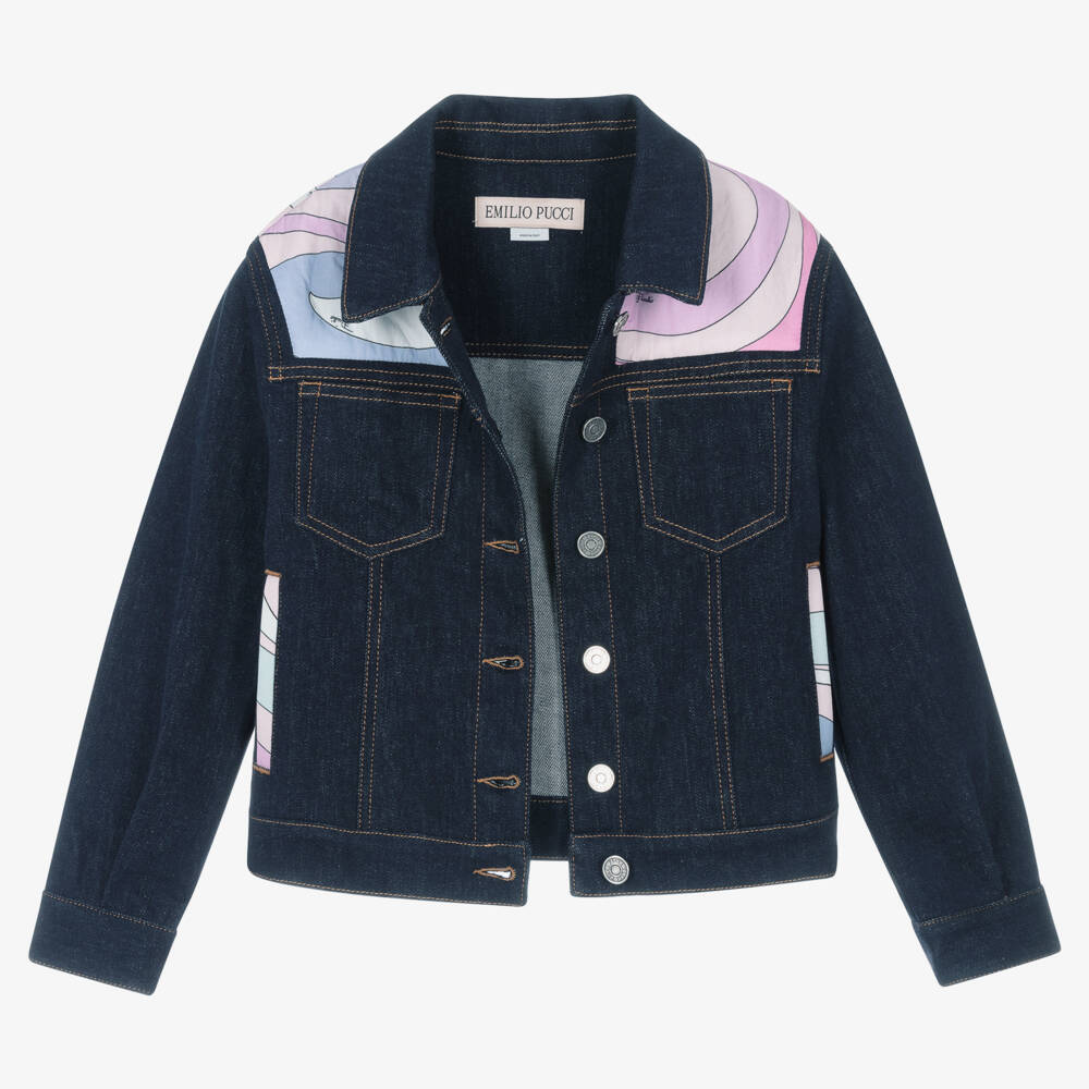 PUCCI - Teen Girls Blue Denim Marmo Jacket | Childrensalon Outlet