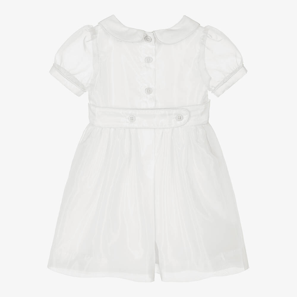 Rachel Riley - Baby Girls White Organza Pintuck Dress | Childrensalon ...