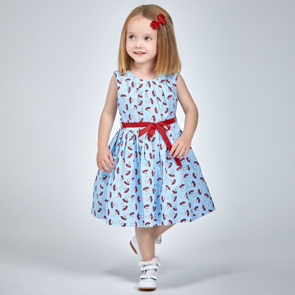 Rachel Riley - Girls Blue Cotton Dress | Childrensalon Outlet
