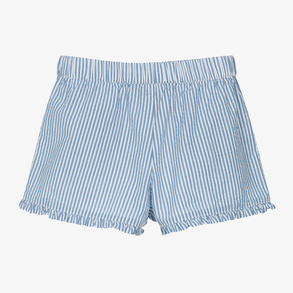 Ralph Lauren - Girls Blue & White Stripe Cotton Shorts | Childrensalon ...