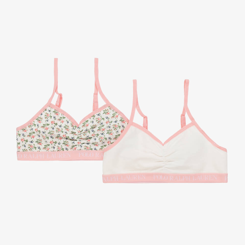 Ralph Lauren - Girls Pink & Ivory Cotton Bralette (2 Pack ...