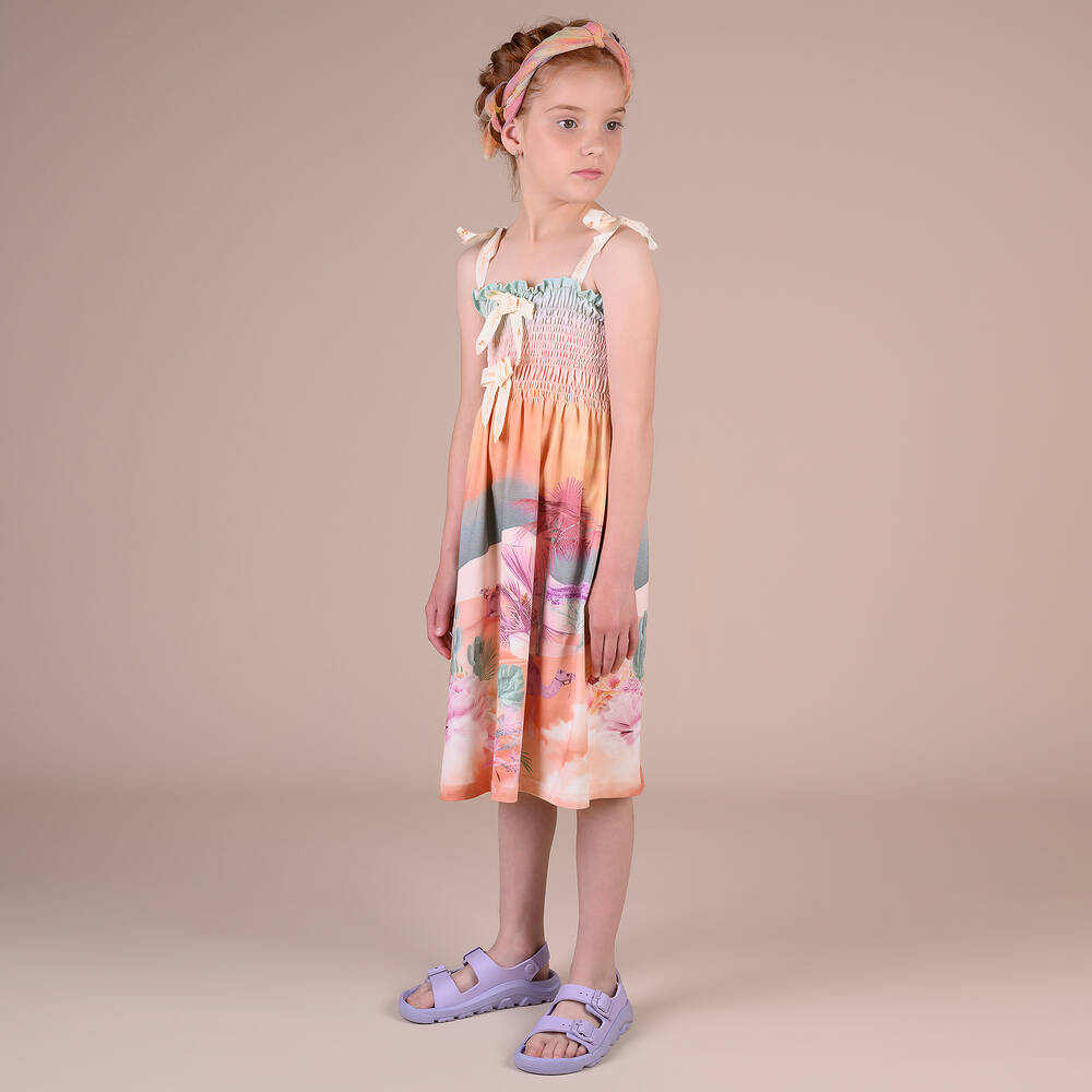 RaspberryPlum - Girls Pink Cotton Desert-Print Dress | Childrensalon Outlet