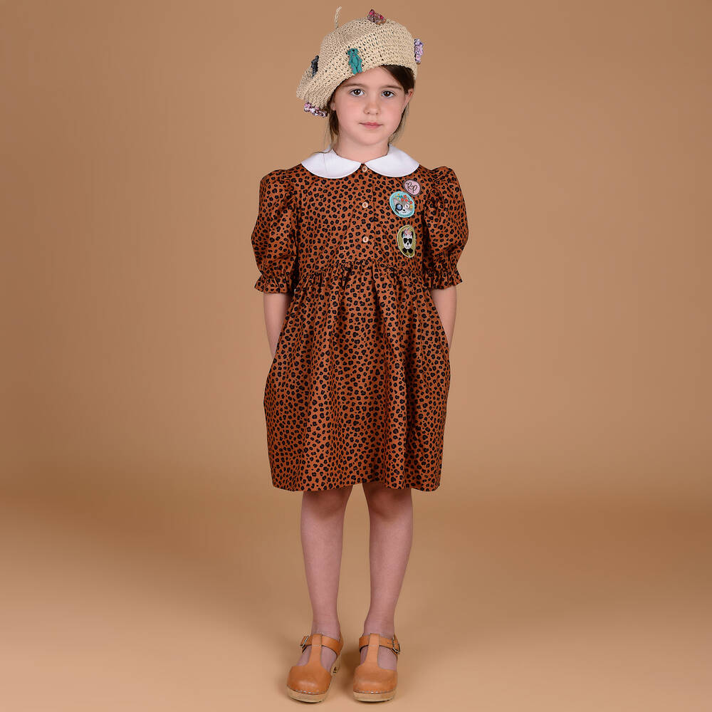 RaspberryPlum - Girls Rust Brown Animal Print Dress | Childrensalon Outlet