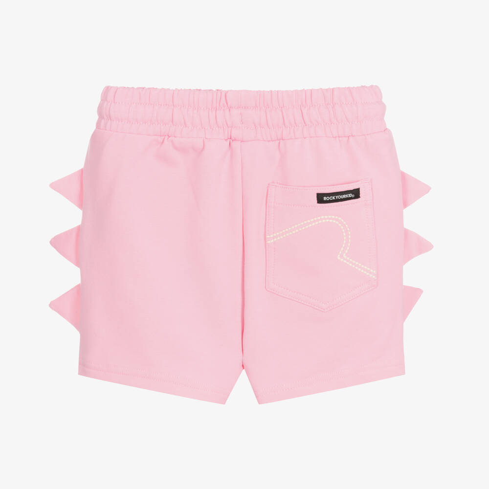 Rock Your Baby - Girls Pink Cotton Dinosaur Shorts | Childrensalon Outlet