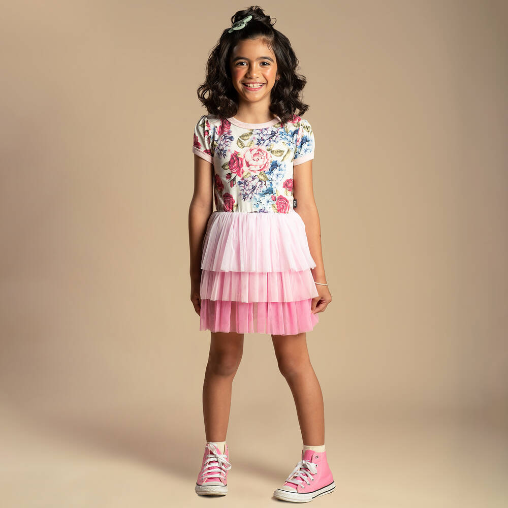 Rock Your Baby - Girls Pink Floral Tulle Dress | Childrensalon Outlet
