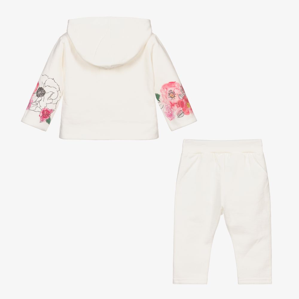 Sofija - Ivory Floral Cotton Tracksuit | Childrensalon Outlet