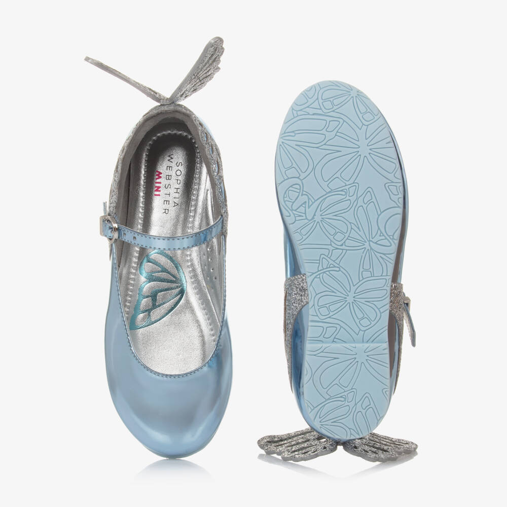 Sophia Webster Mini - Girls Metallic Blue Leather Shoes | Childrensalon ...