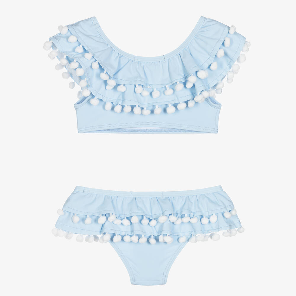 Stella Cove - Blue Ruffle Pom-Pom Bikini | Childrensalon Outlet