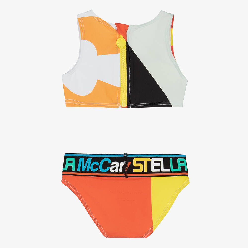 Stella McCartney Kids - Girls Colourblock Logo Bikini (UPF50+) | Childrensalon Outlet