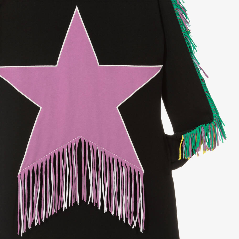 Stella McCartney Kids - Teen Girls Black Fringed Star Dress ...