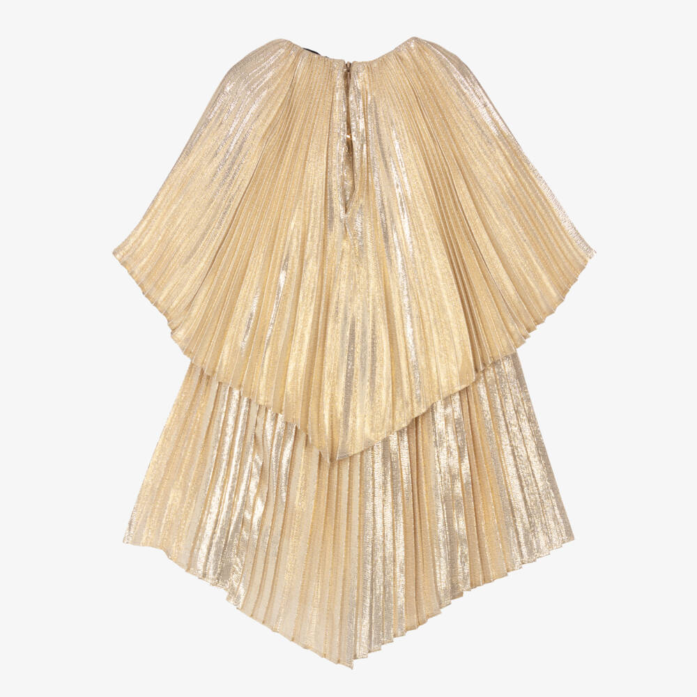 Stella McCartney Kids - Teen Girls Gold Plissé Silk Dress ...