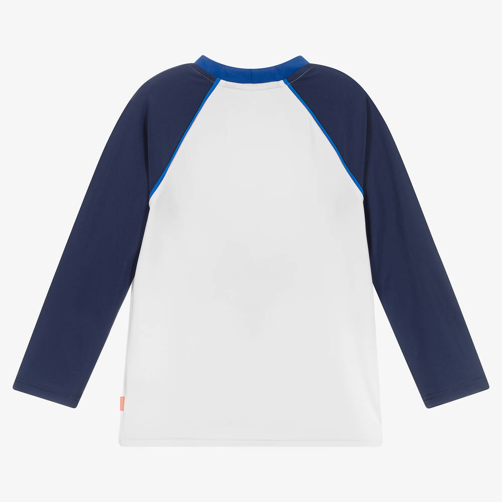 Sunuva - Badeoberteil mit Hai in Weiß & Blau | Childrensalon Outlet