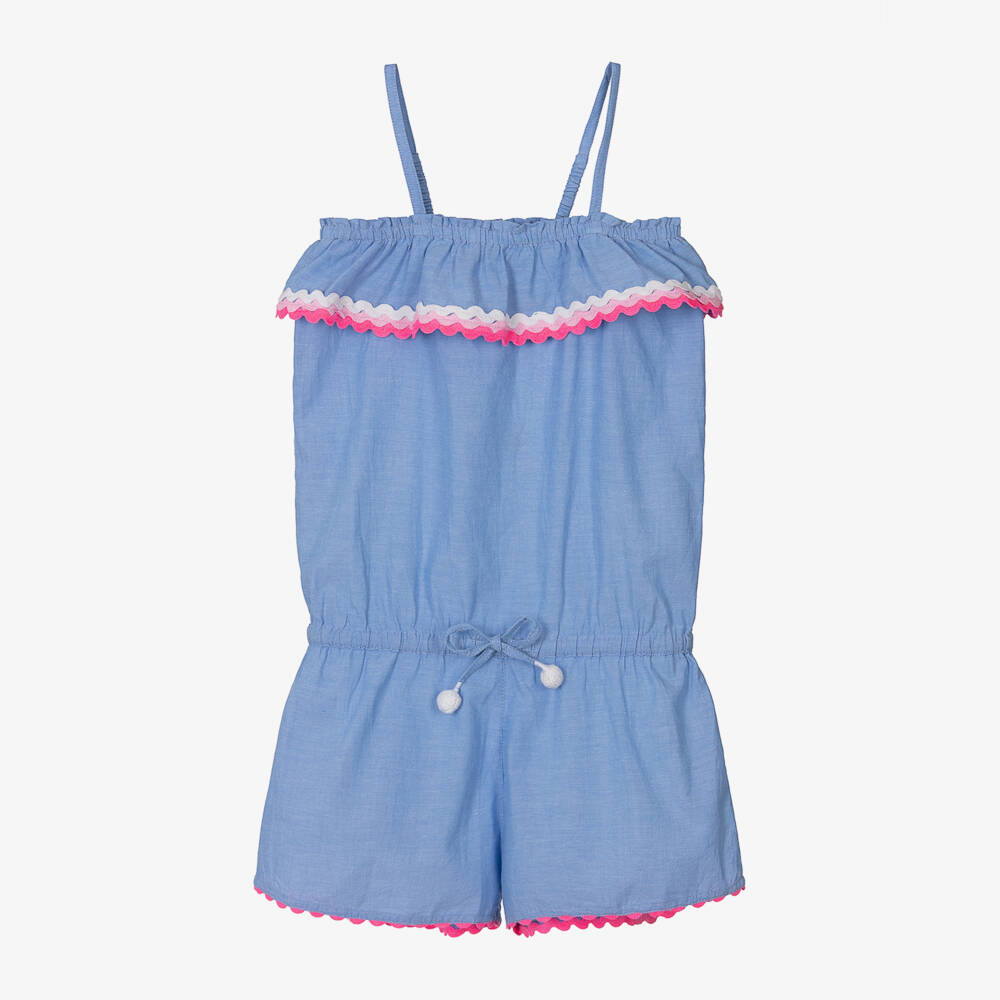 Sunuva - Girls Blue Cotton Playsuit | Childrensalon Outlet
