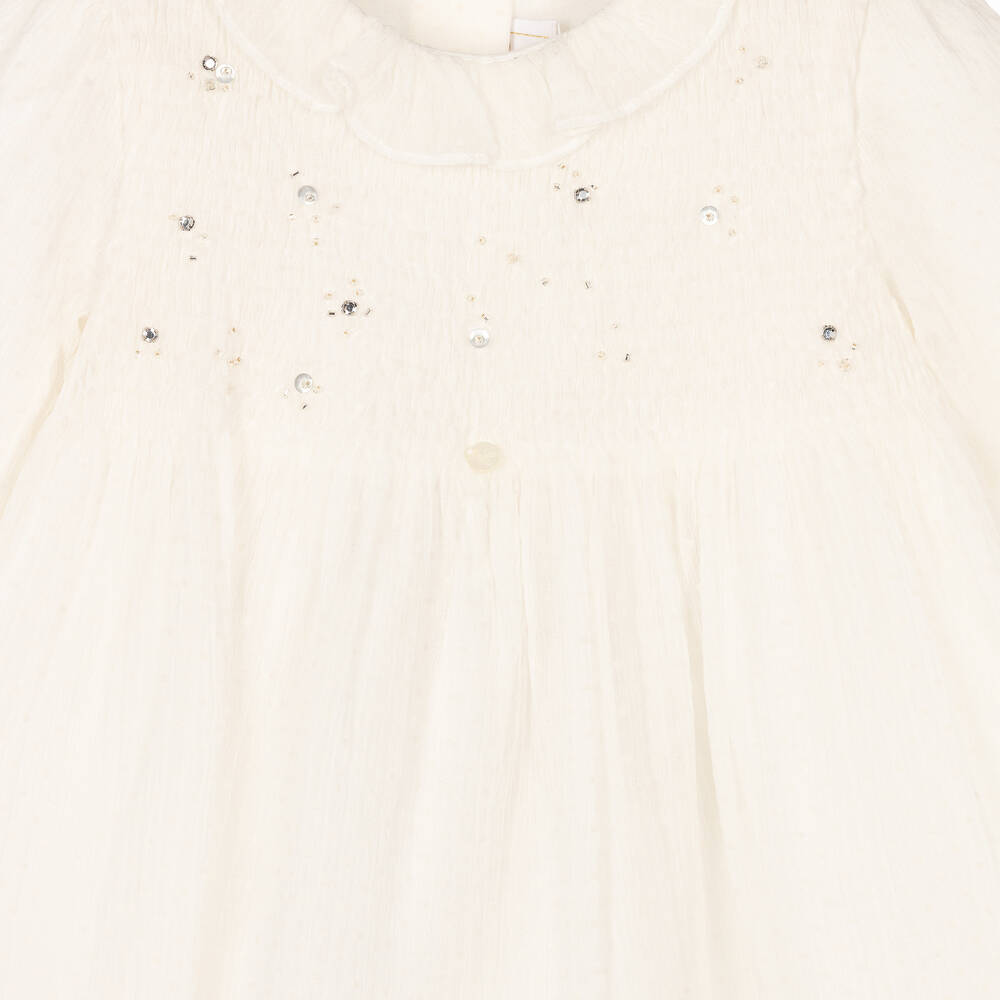 Tartine et Chocolat - Robe ivoire en soie fille | Childrensalon Outlet