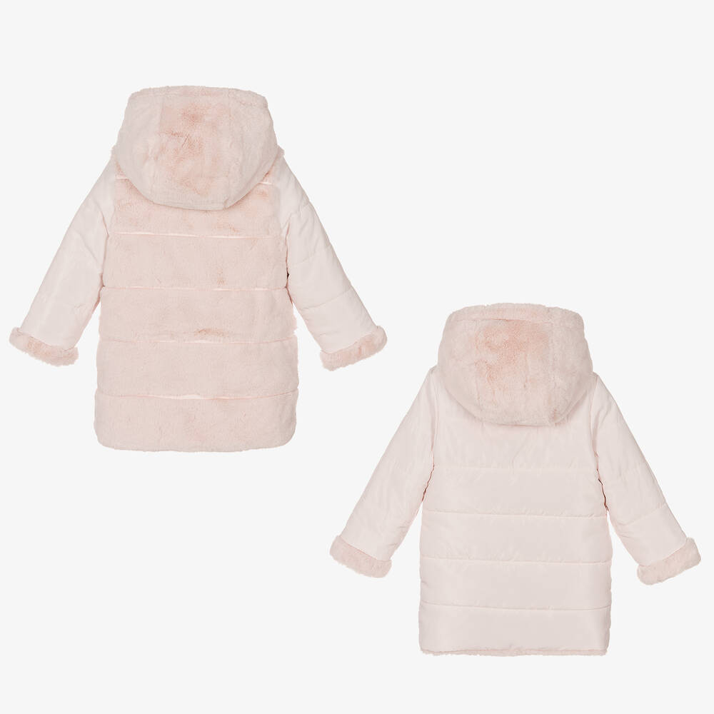 Tartine et Chocolat - Pink Faux Fur Reversible Coat | Childrensalon Outlet