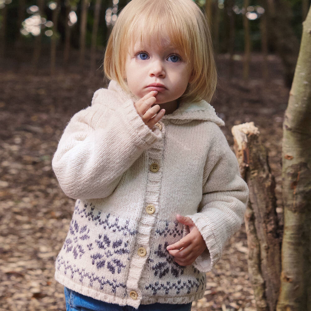 The Little Tailor - Ivory Knitted Fair Isle Jacket | Childrensalon Outlet