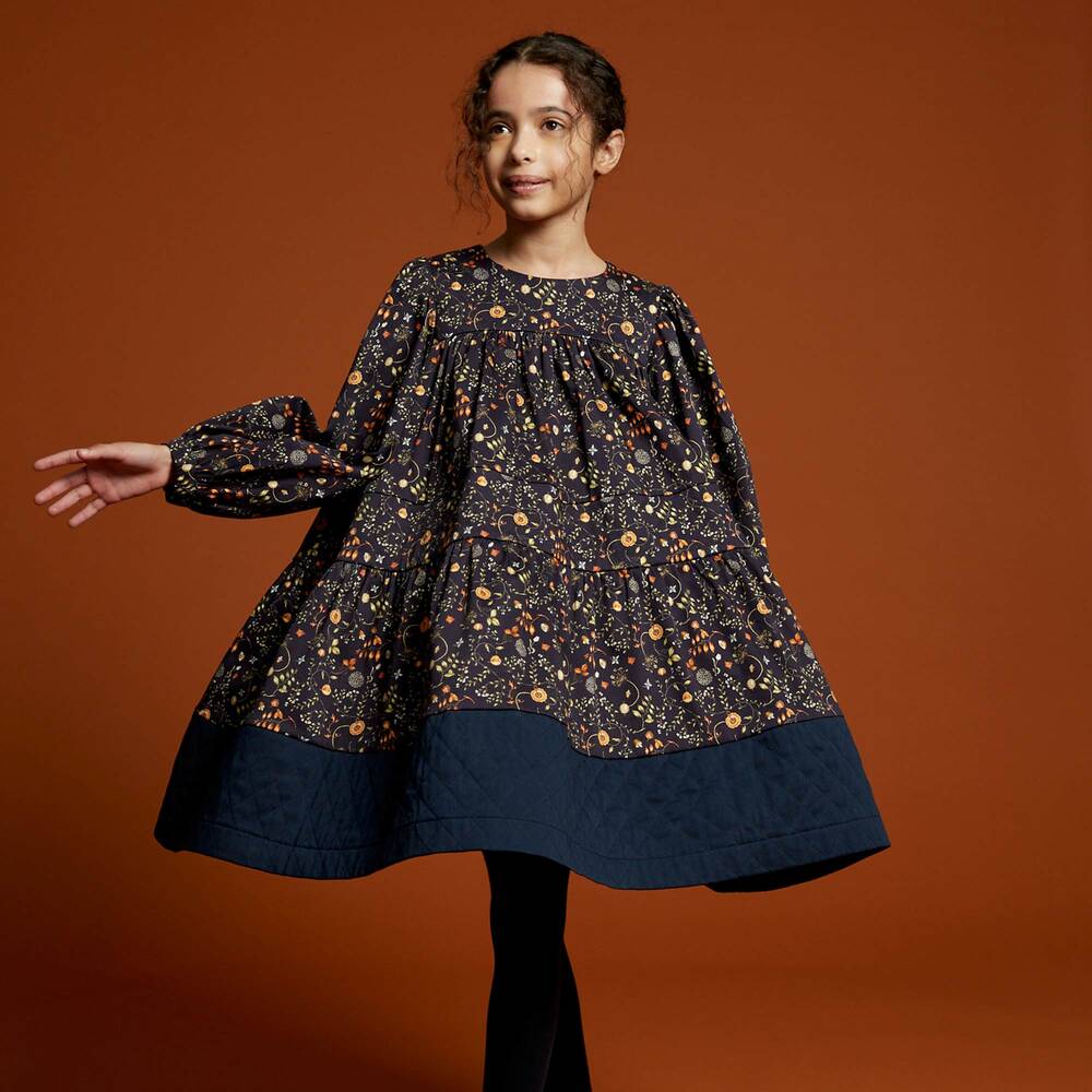 The Middle Daughter - Girls Blue Botanical Dress | Childrensalon Outlet