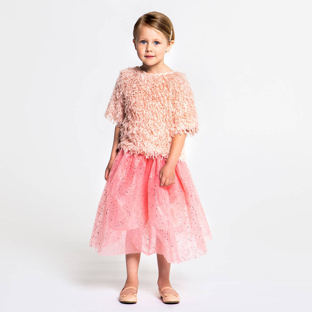 The Tiny Universe - Girls Pink Fluffy T-Shirt | Childrensalon Outlet