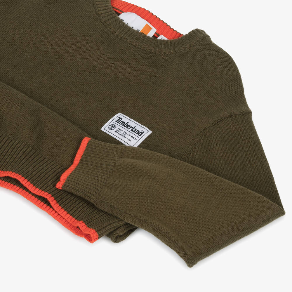 Timberland - Boys Green Cotton Knit Jumper | Childrensalon Outlet