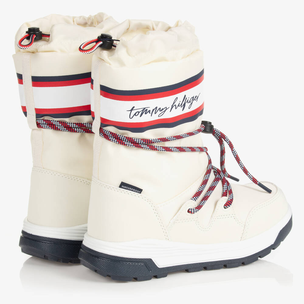 Tommy Hilfiger - Girls Ivory Logo Snow Boots | Childrensalon Outlet