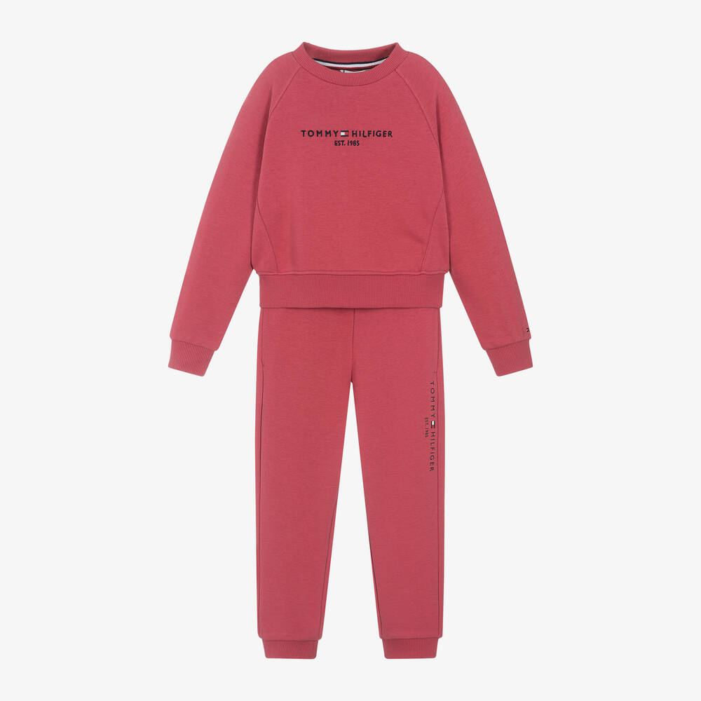 Tommy Hilfiger - Girls Pink Cotton Tracksuit | Childrensalon Outlet
