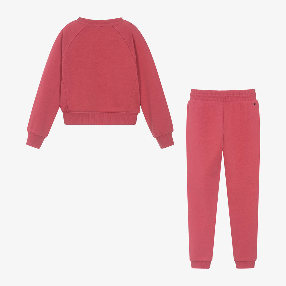 Tommy Hilfiger - Girls Pink Cotton Tracksuit | Childrensalon Outlet