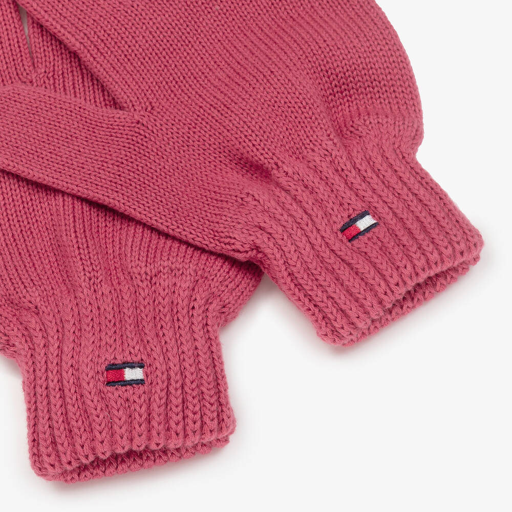 Tommy Hilfiger - Pink Cotton Knit Flag Gloves | Childrensalon Outlet