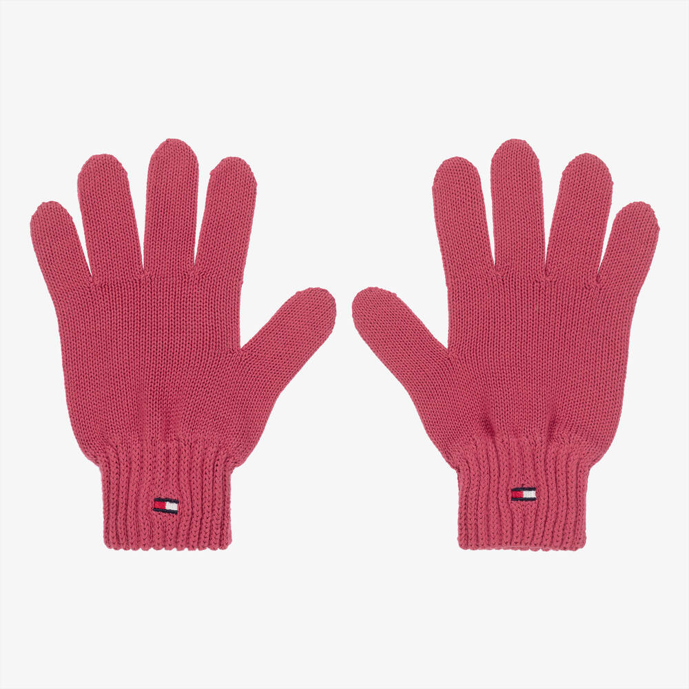 Tommy Hilfiger - Pink Cotton Knit Flag Gloves | Childrensalon Outlet