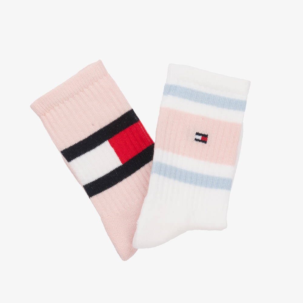Tommy Hilfiger - Pink & White Cotton Flag Socks (2 Pack) | Childrensalon Outlet