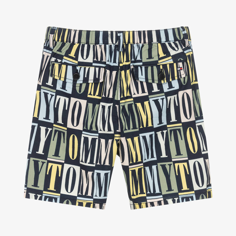 Tommy Hilfiger - Teen Boys Blue Cotton Logo Shorts | Childrensalon Outlet