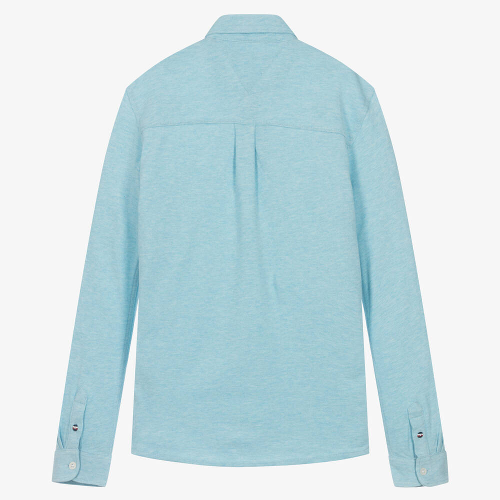 Tommy Hilfiger - Teen Boys Blue Cotton Piqué Logo Shirt | Childrensalon ...