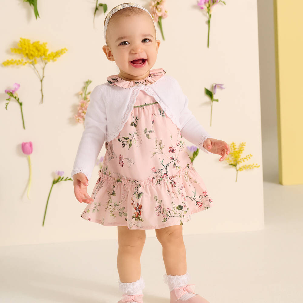 Tutto Piccolo - Baby Girls Pink Floral Cotton Dress | Childrensalon Outlet