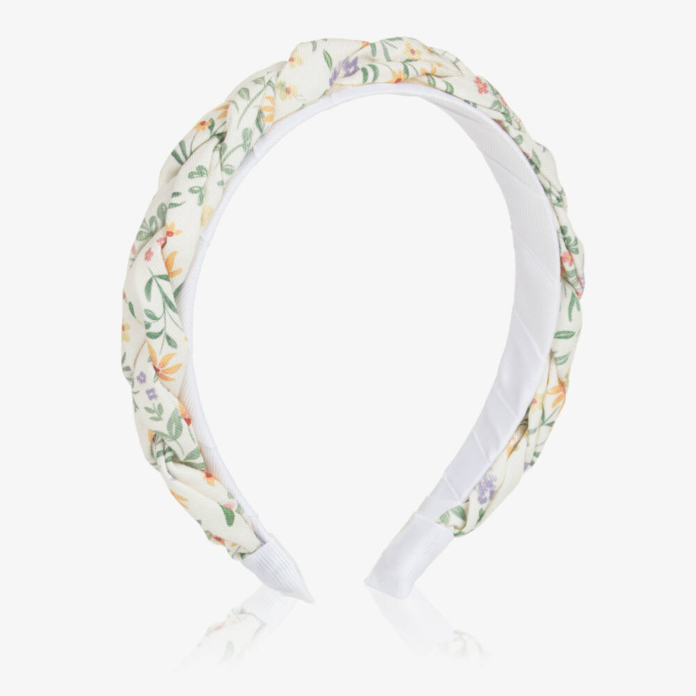 Tutto Piccolo - Girls Ivory Plaited Ditsy Floral Hairband ...