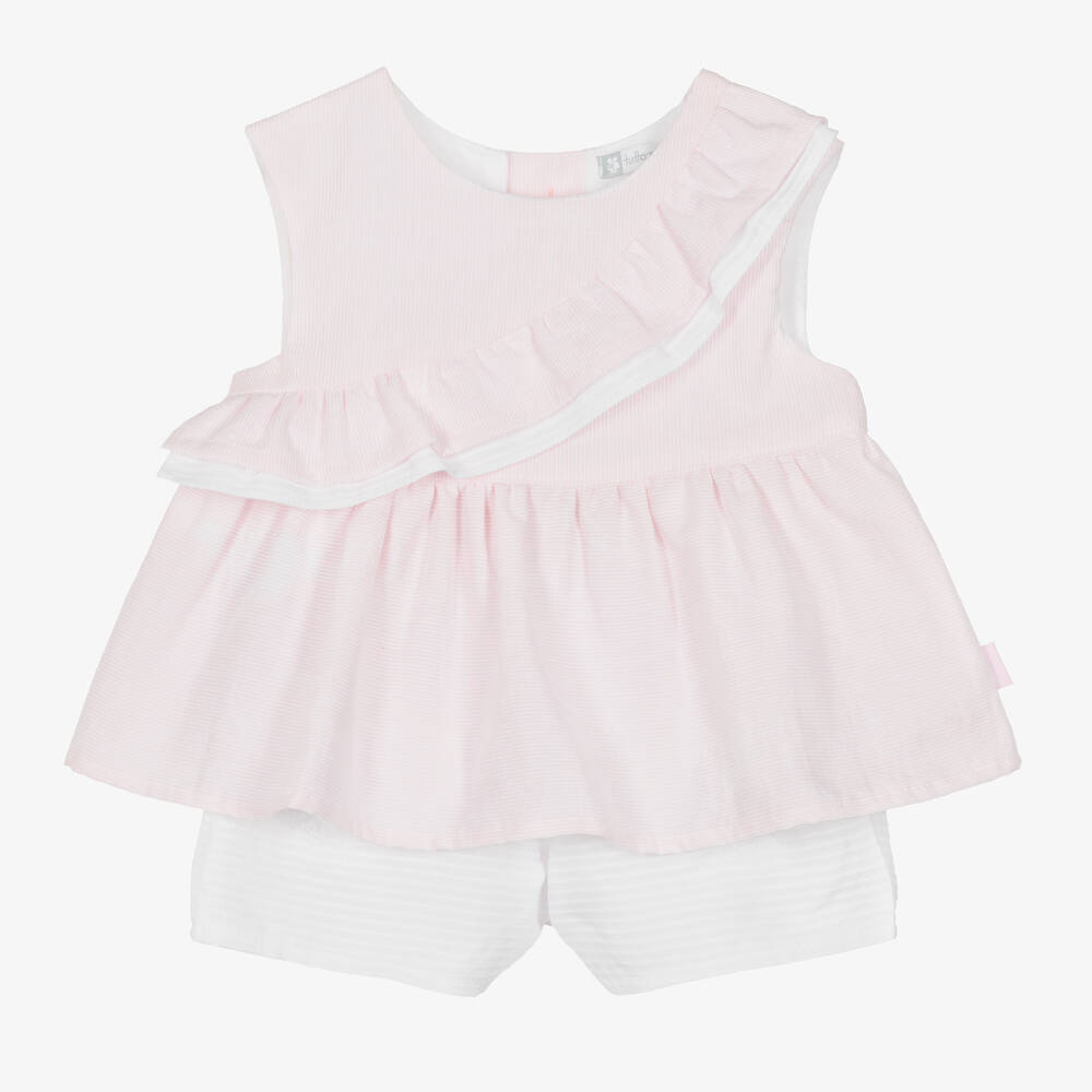 Tutto Piccolo - Girls Pink Ruffle Shorts Set | Childrensalon Outlet