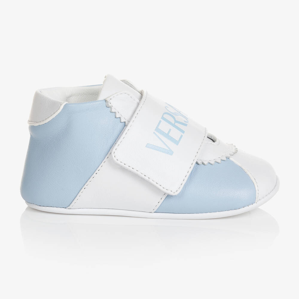 Versace - Baby Boys Blue Leather Pre-Walker Shoes | Childrensalon Outlet