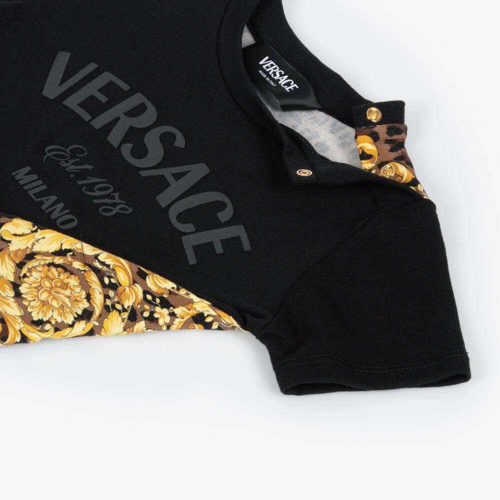 Versace - Boys Black Baroque Print Top | Childrensalon Outlet