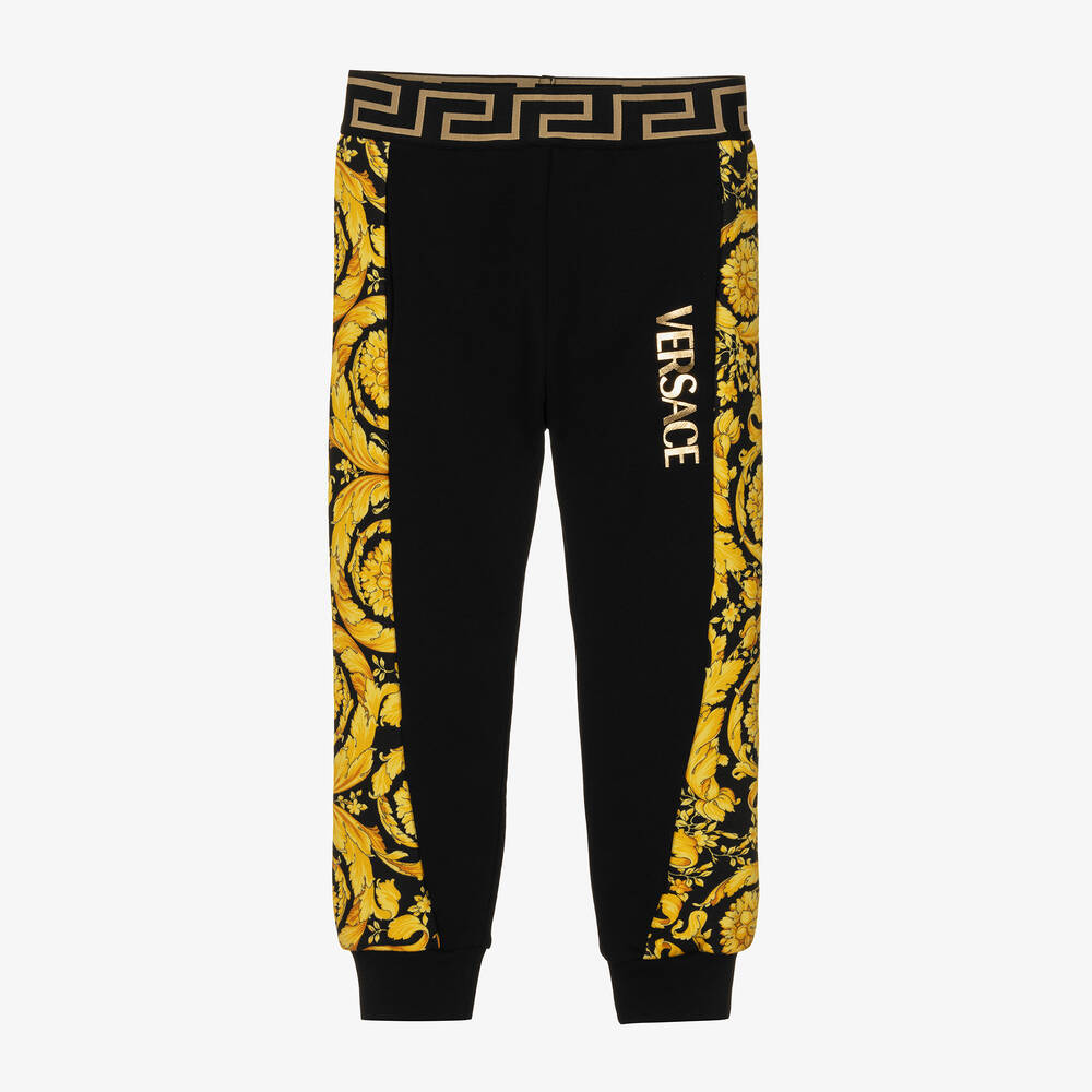 Versace - Boys Black & Gold Barocco Joggers | Childrensalon Outlet