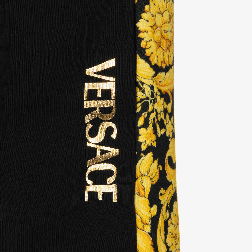 Versace - Boys Black & Gold Barocco Joggers | Childrensalon Outlet