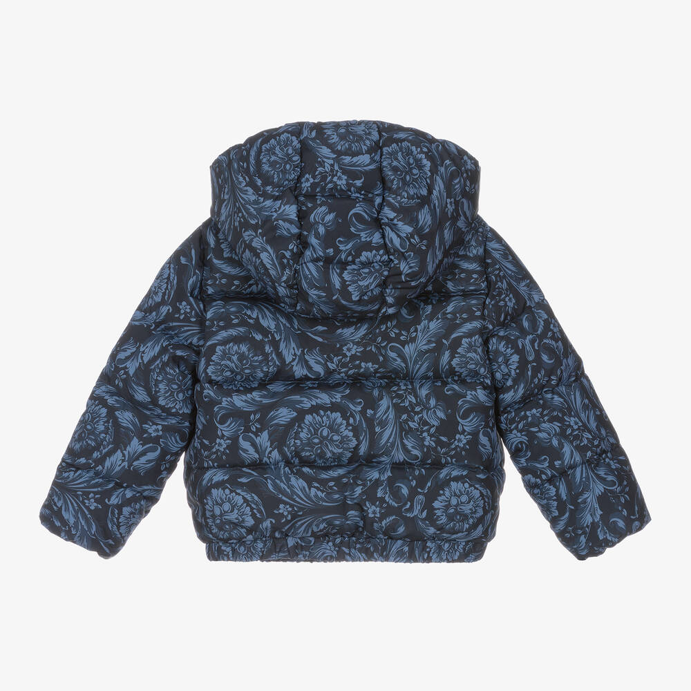 Versace - Boys Blue Barocco Puffer Jacket | Childrensalon Outlet