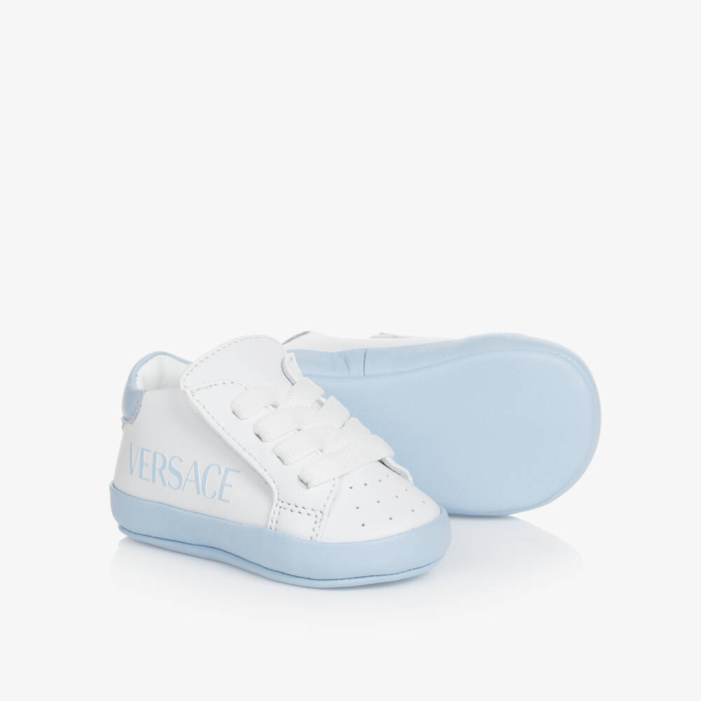Versace - Boys Leather Blue Pre-Walker Shoes | Childrensalon Outlet