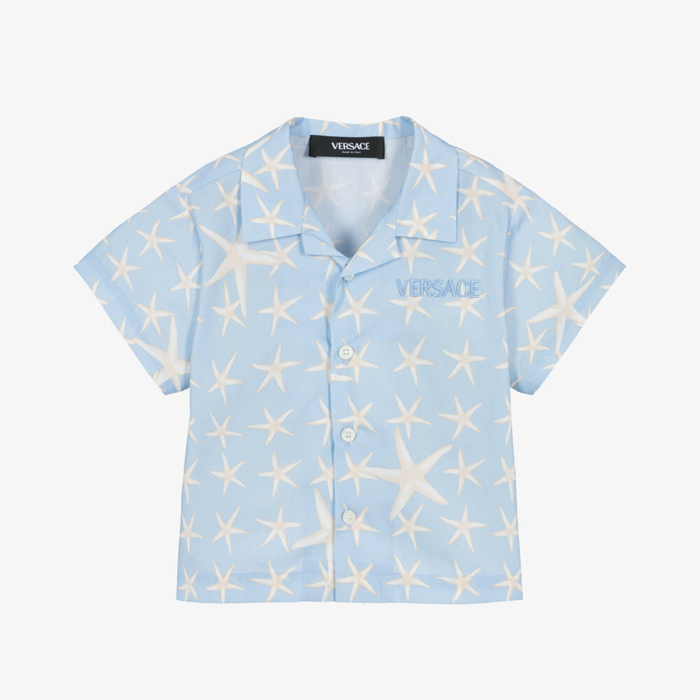 Versace - Boys Light Blue Cotton Shirt | Childrensalon Outlet