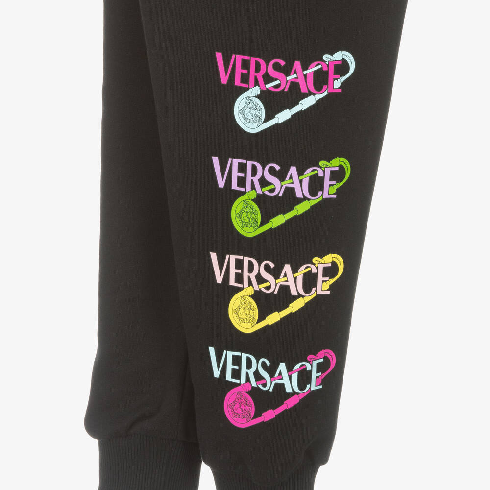 Versace - Girls Black Cotton Logo Joggers | Childrensalon Outlet