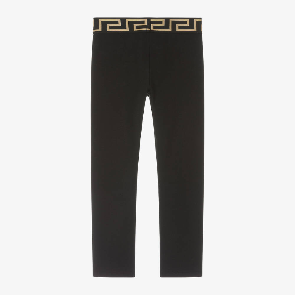 Versace - Girls Black Cotton Medusa Leggings | Childrensalon Outlet