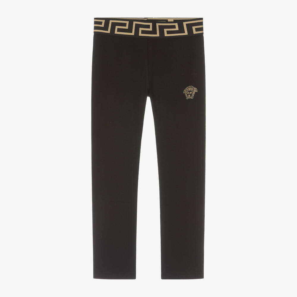 Versace - Girls Black Cotton Medusa Leggings | Childrensalon Outlet