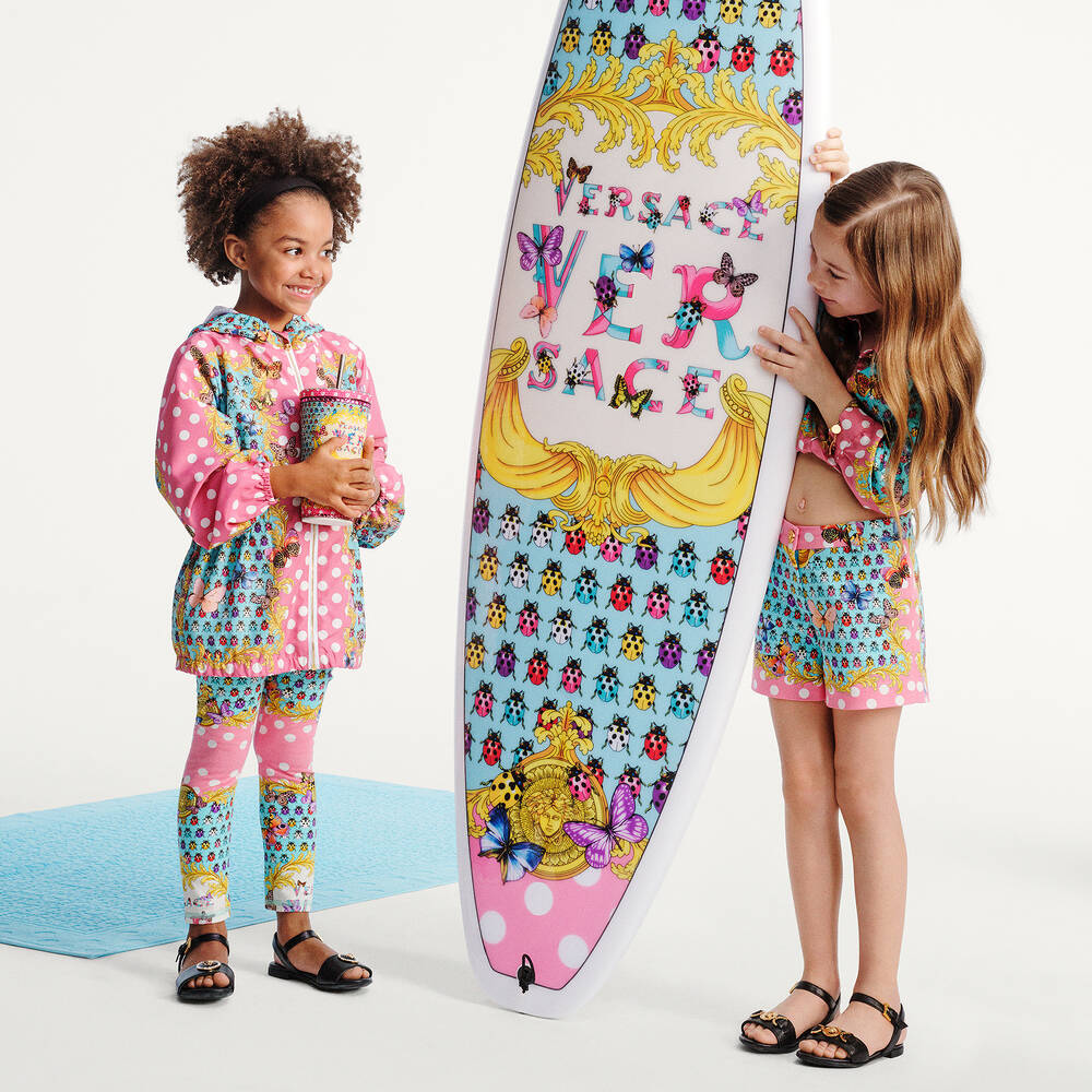 Versace - Girls Black Leather Medusa Heart Sandals | Childrensalon Outlet
