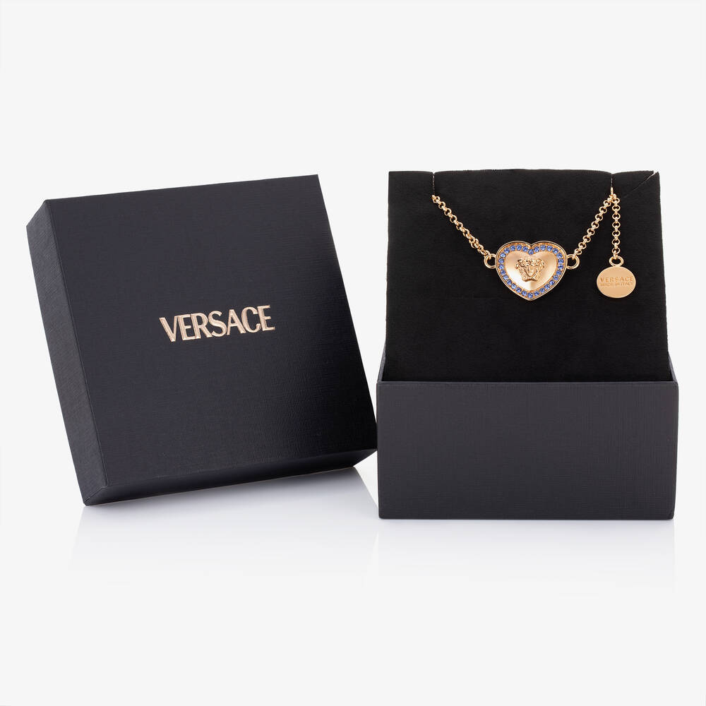 Versace - Girls Gold Tone Medusa Heart Bracelet | Childrensalon Outlet
